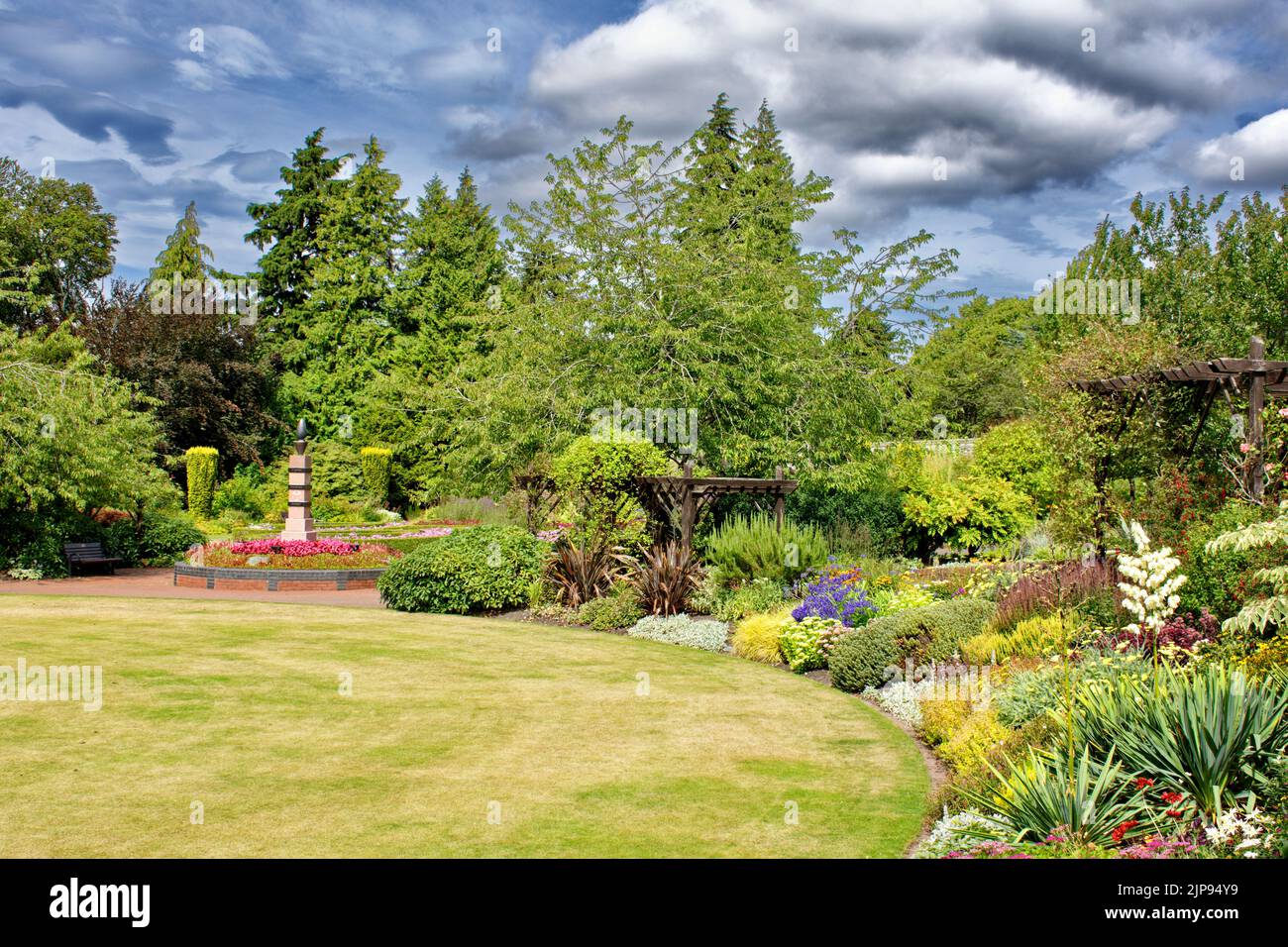 PERTH CITY SCOTLAND RODNEY GARDENS ARBOURS A SCULPTURE AND FLOWER BEDS ...