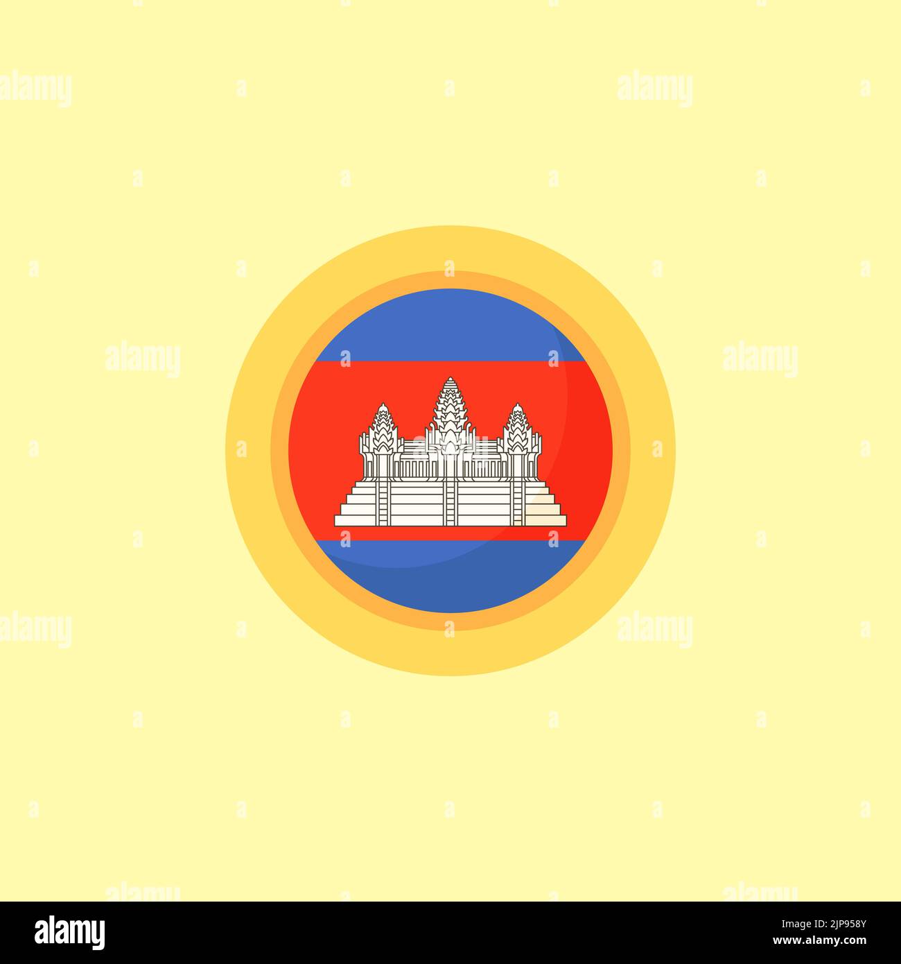 Flag of Cambodia with round frame. Flat design style Stock Vector Image ...