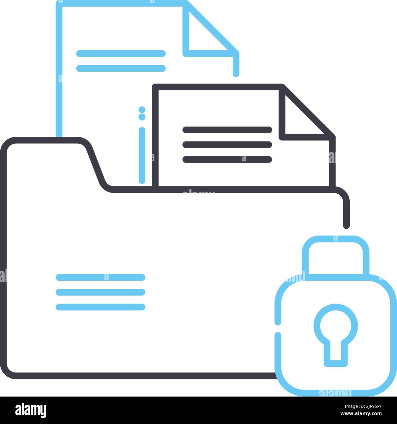 secure documents line icon, outline symbol, vector illustration ...