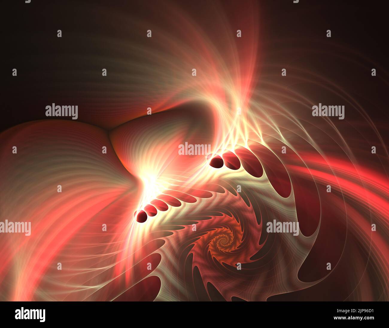 Fractal spirals and holes twist and float in space. Abstract fractal 3d ...