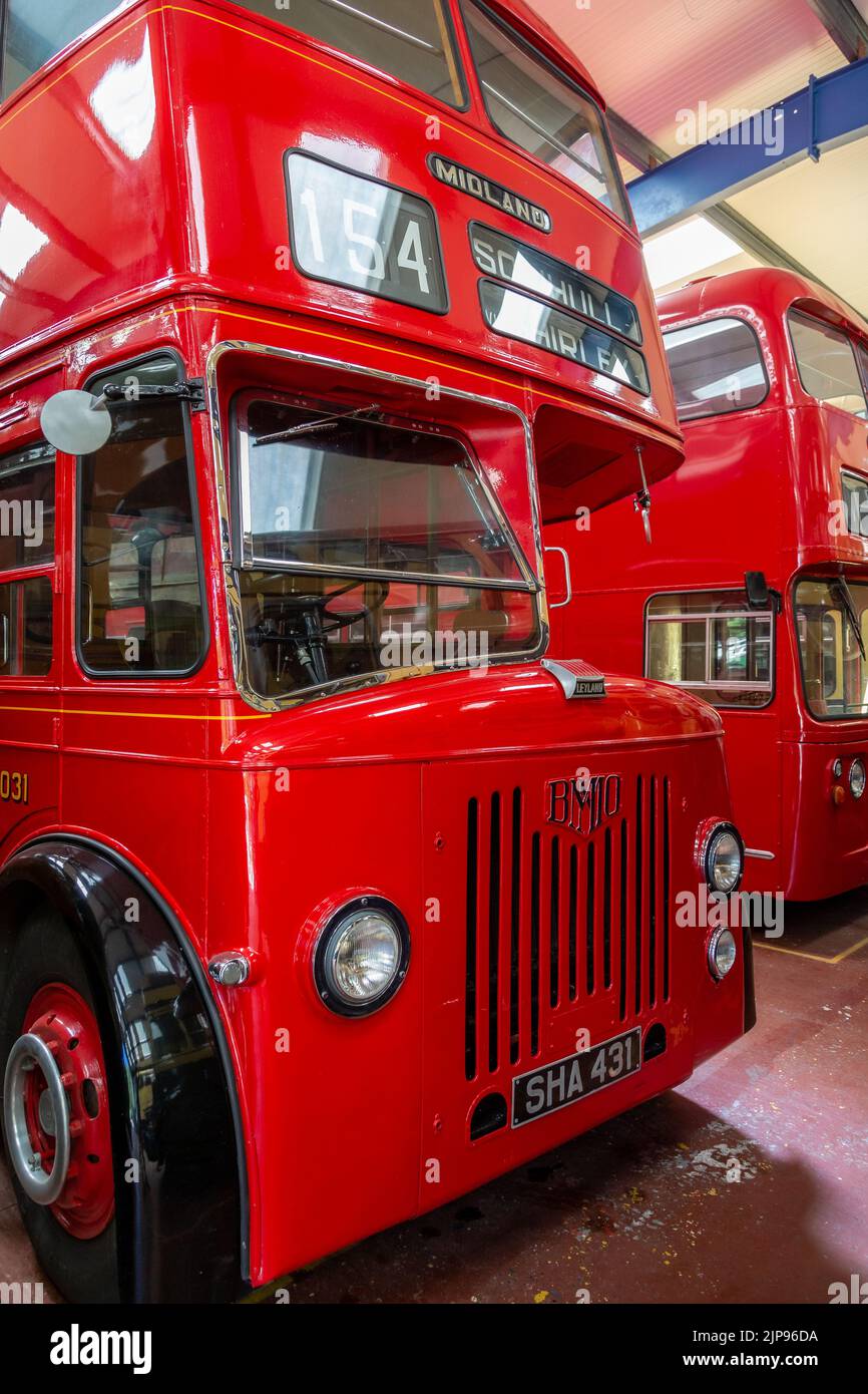 Vintage buses on display at The Transport Museum in Wythall ...