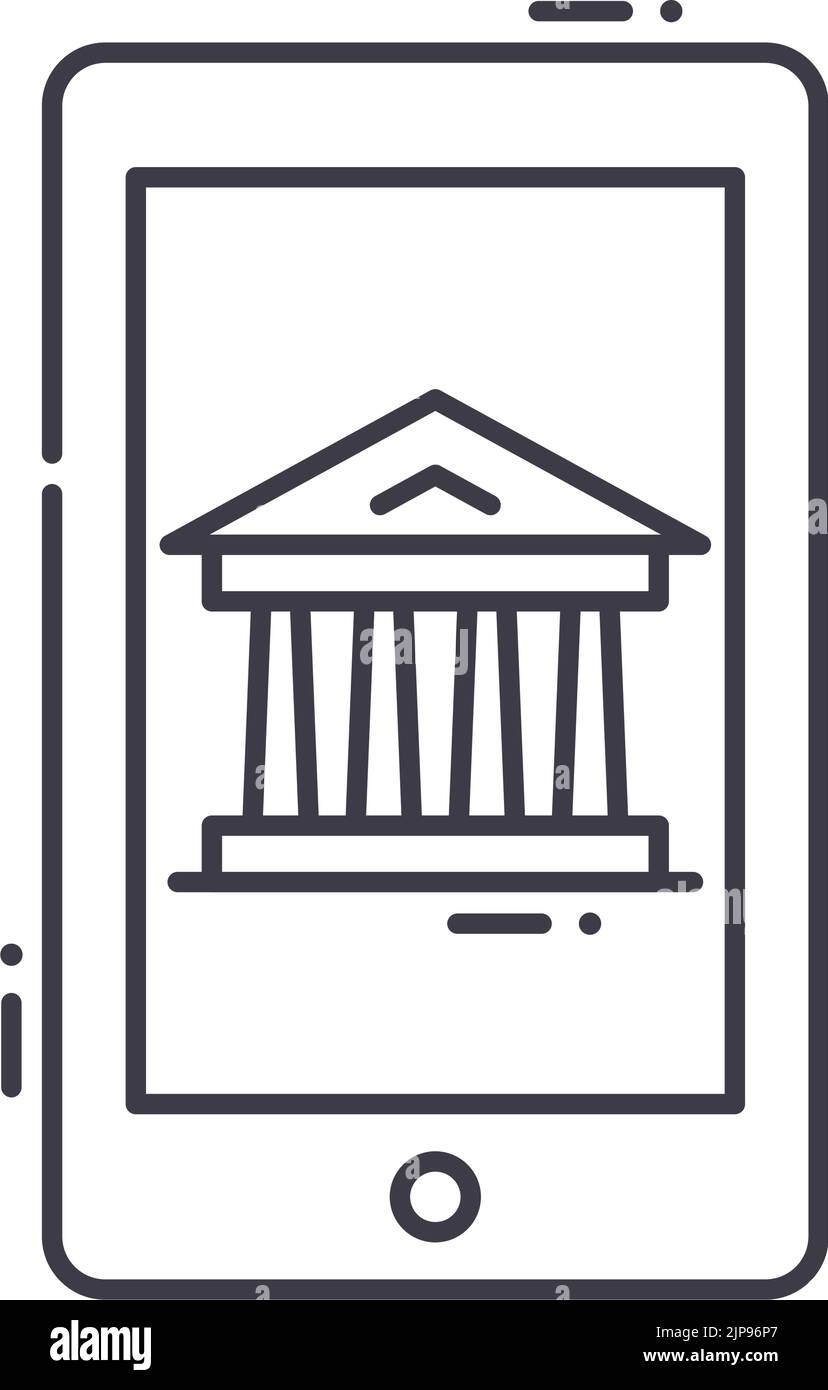 online mobile banking line icon, outline symbol, vector illustration ...