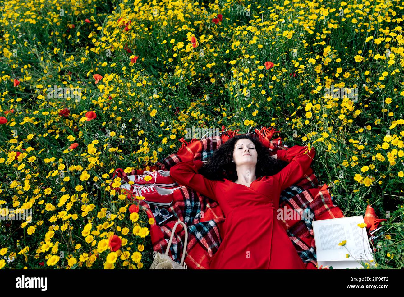 relaxation, break, flower meadow, summer, relax, breaks, rest, resting ...