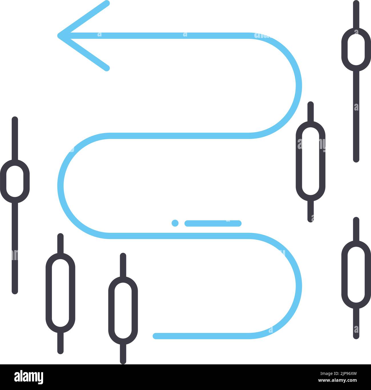 sideways line icon, outline symbol, vector illustration, concept sign ...