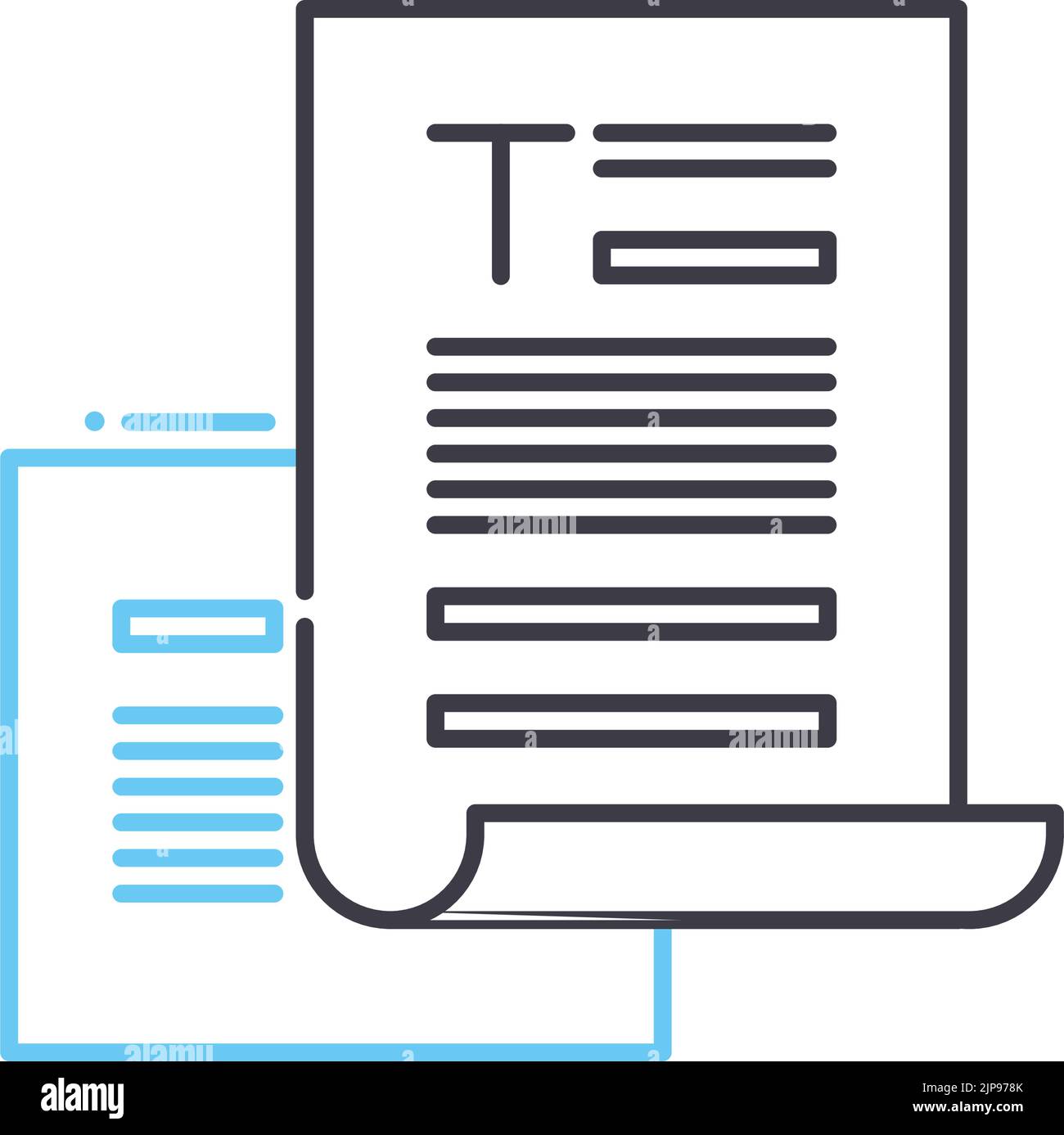 text articles line icon, outline symbol, vector illustration, concept ...