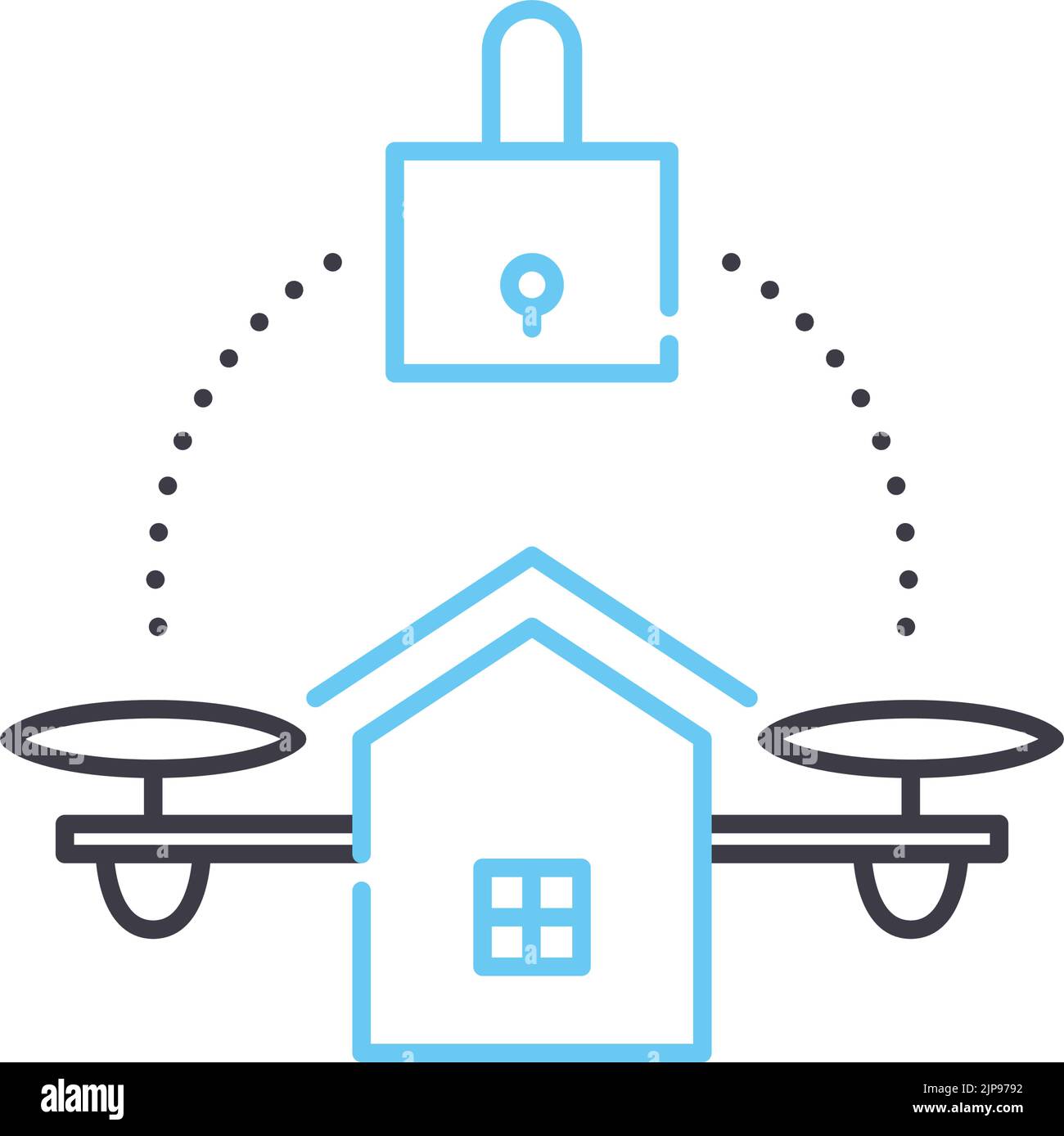 Home Lock Drone Line Icon Outline Symbol Vector Illustration Concept Sign Stock Vector Image