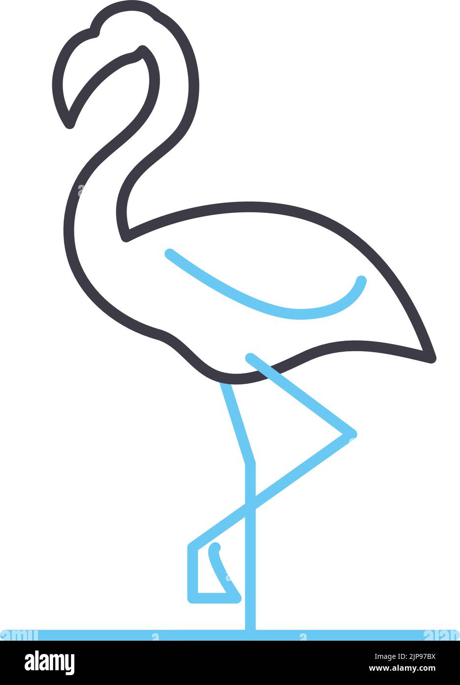 flamingo line icon, outline symbol, vector illustration, concept sign ...