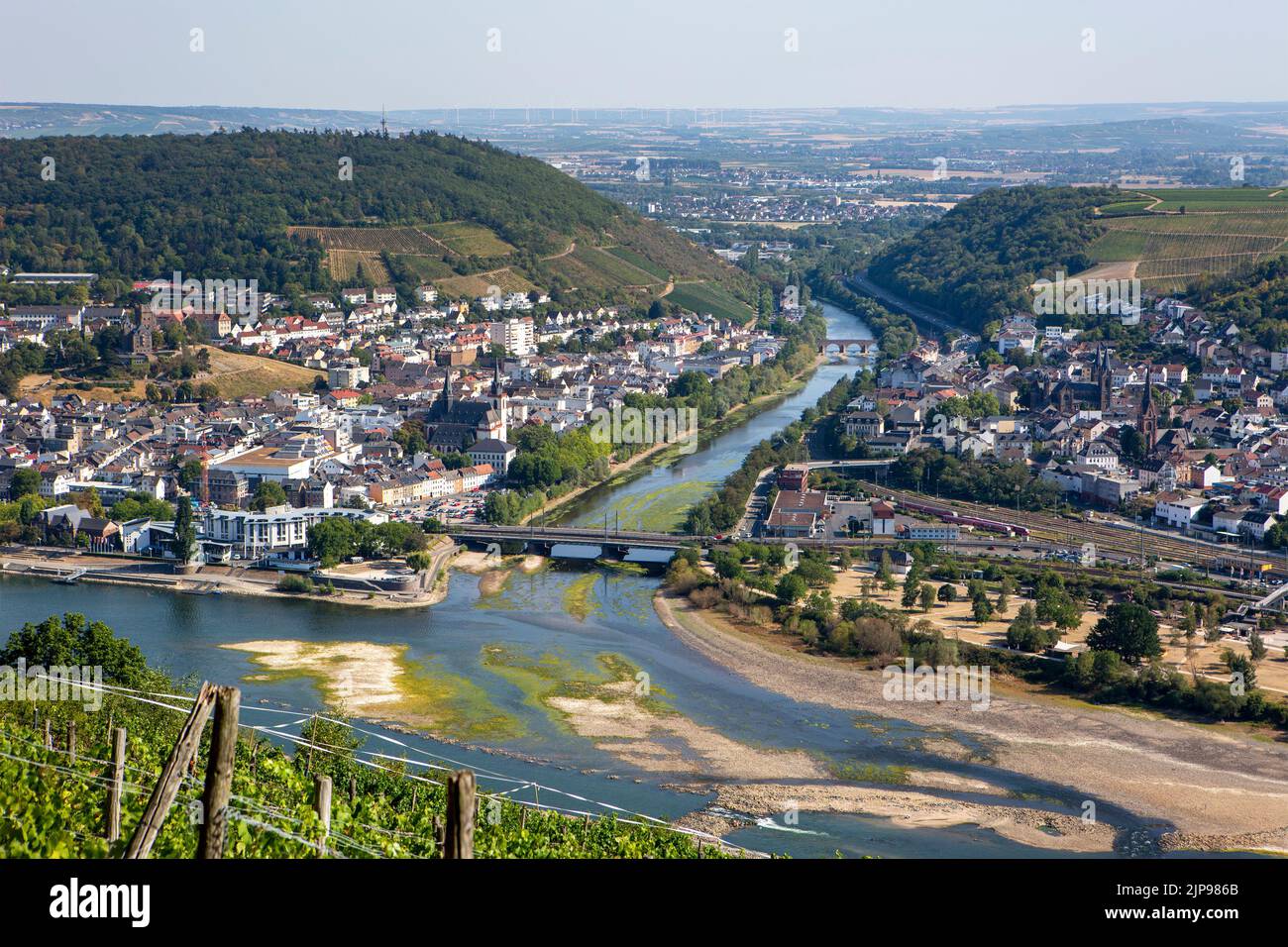 Dried out riverbed of Rhine river nearby the confluence of Nahe and ...