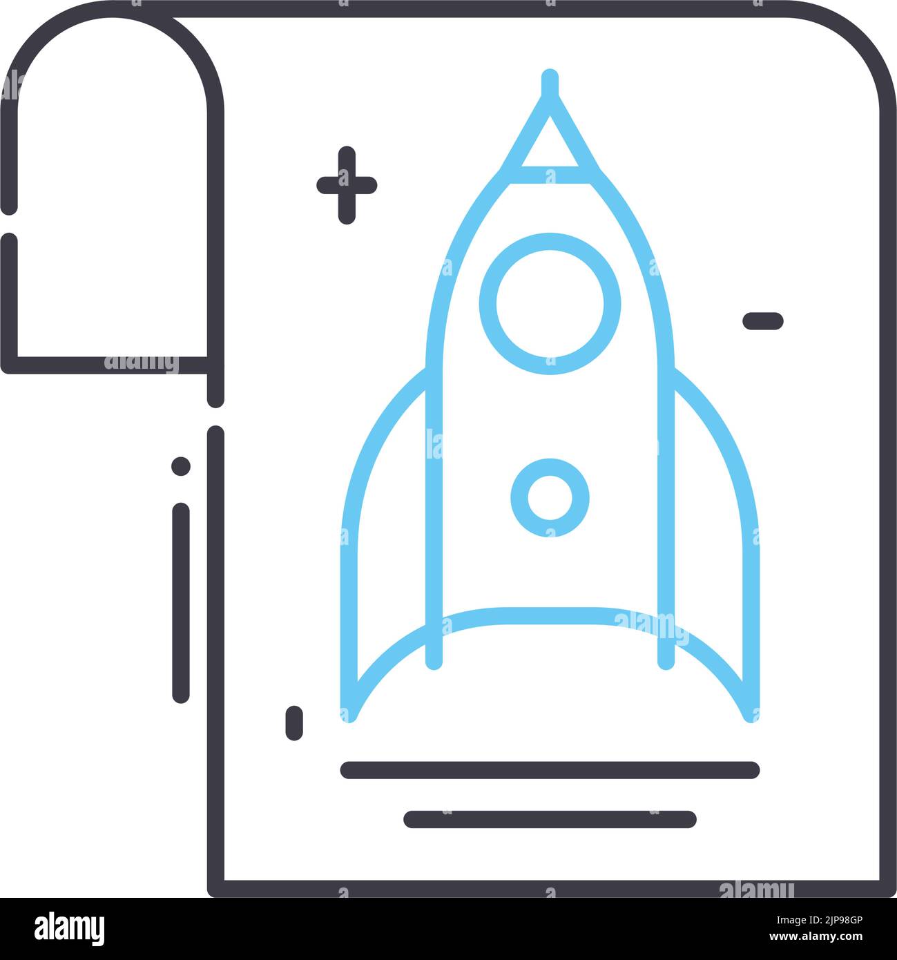 startup launch line icon, outline symbol, vector illustration, concept ...