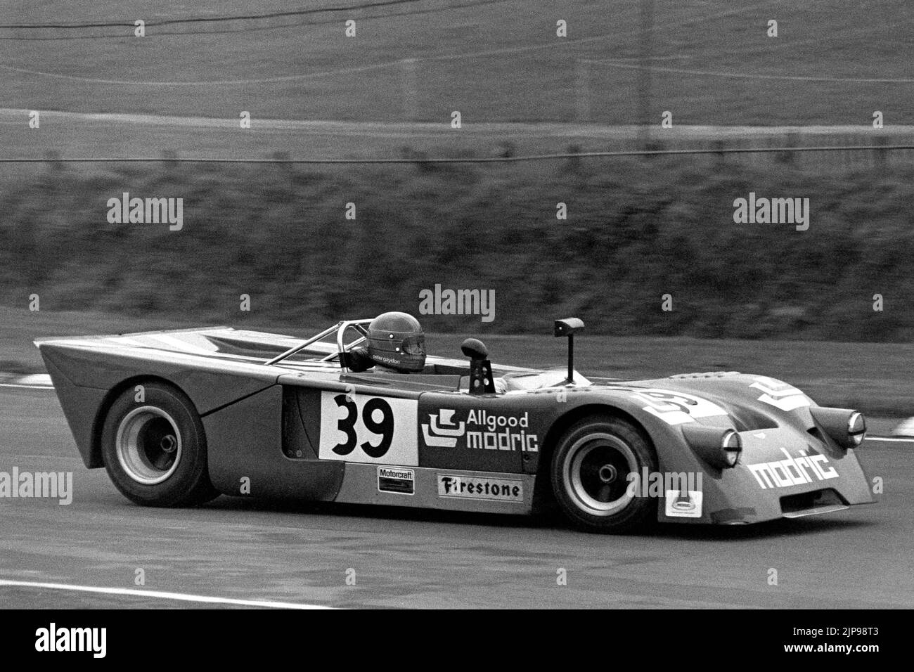Peter Gaydon at the 1972 BRANDS HATCH 1000KMS, driving a Chevron B19 ...