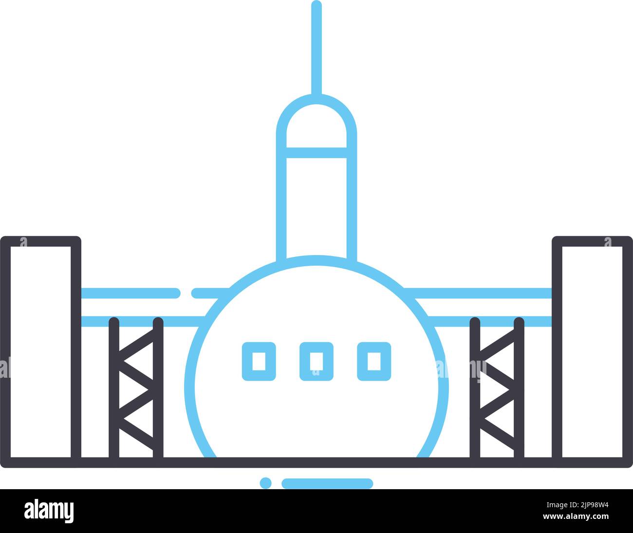 science station line icon, outline symbol, vector illustration, concept ...