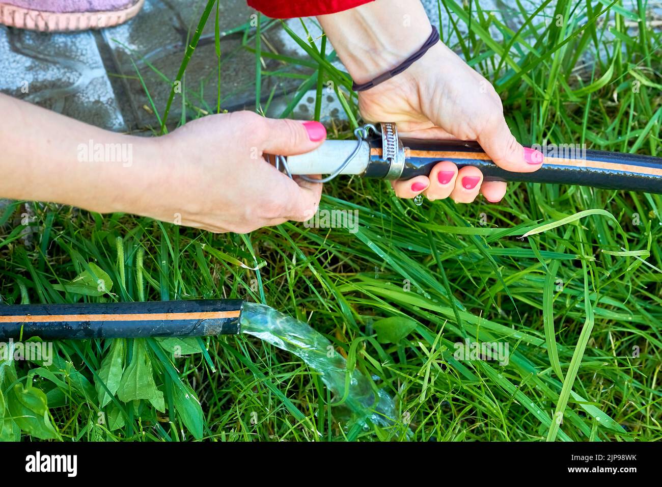 Hand garden hose cleaning hi-res stock photography and images - Alamy