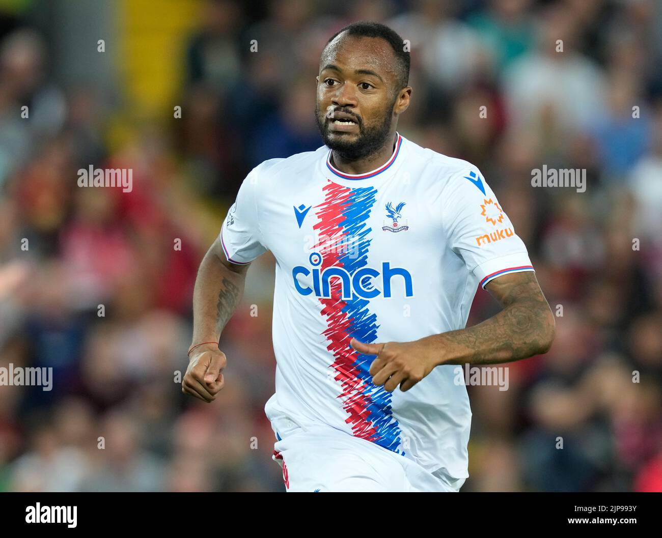 Liverpool, England, 15th August 2022. Jordan Ayew of Crystal Palace ...