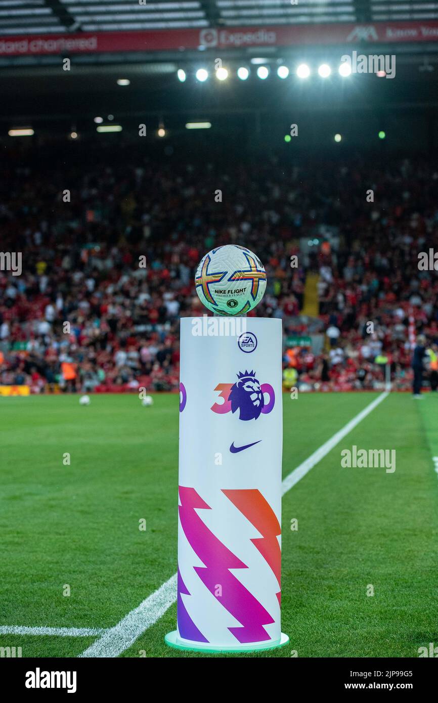 LIVERPOOL, ENGLAND - AUGUST 15: 30 years of Premier league sign during ...