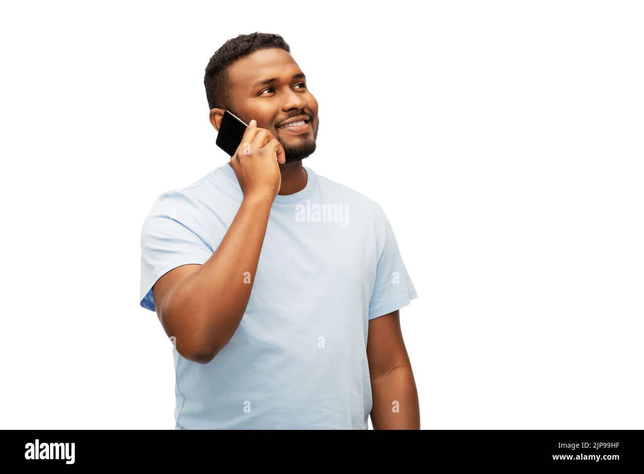 happy african american man calling on smartphone Stock Photo - Alamy