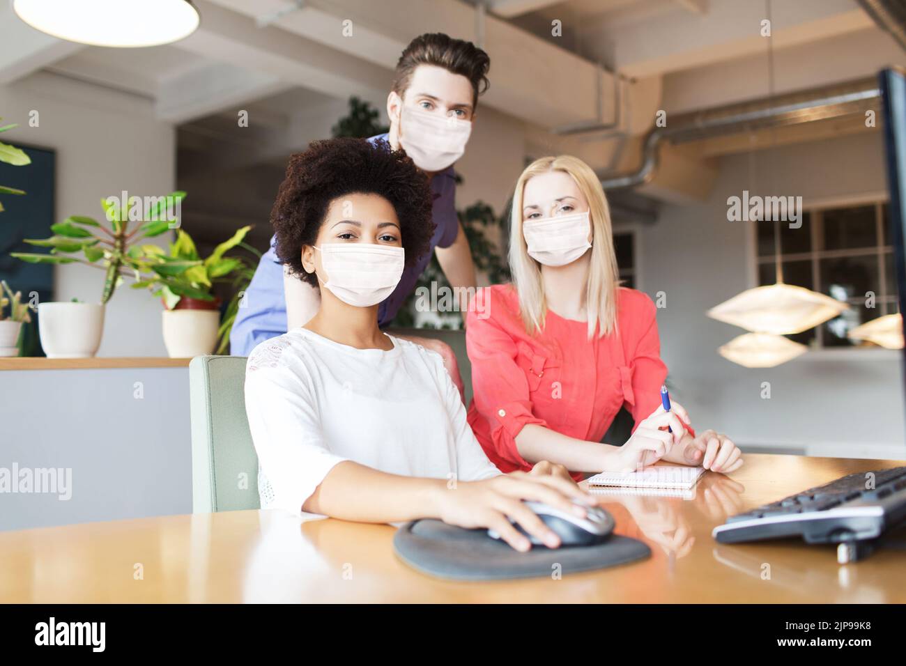 Business team protection masks hi-res stock photography and images - Alamy