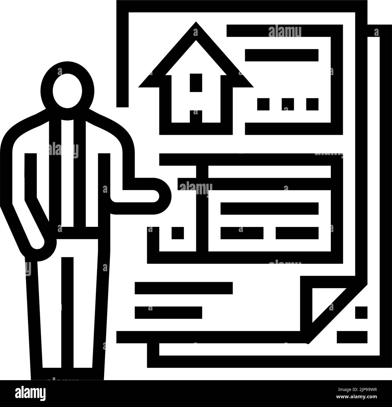 subcontractor bids interior design line icon vector illustration Stock ...