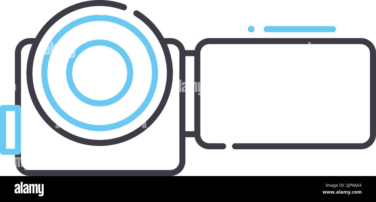 video camera line icon, outline symbol, vector illustration, concept ...