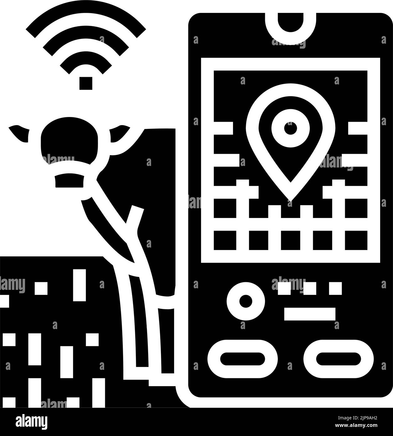 livestock tracking smart farm glyph icon vector illustration Stock ...