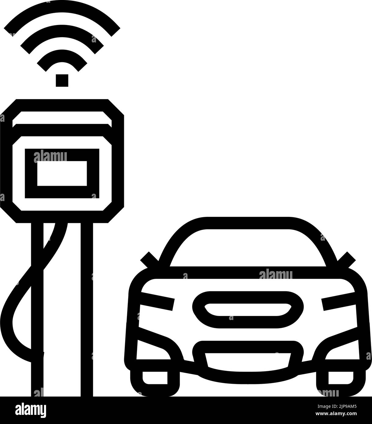 road radar self vehicle line icon vector illustration Stock Vector ...