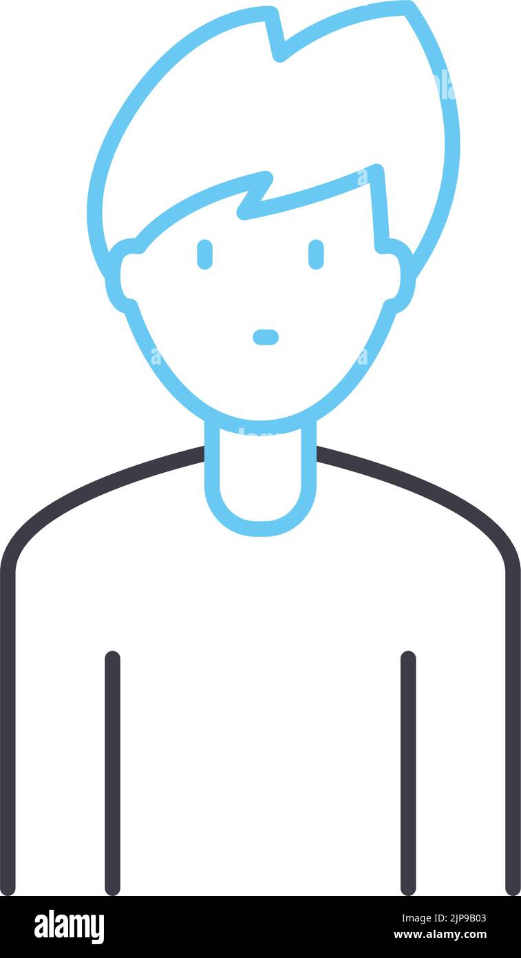 young boy avatar line icon, outline symbol, vector illustration ...