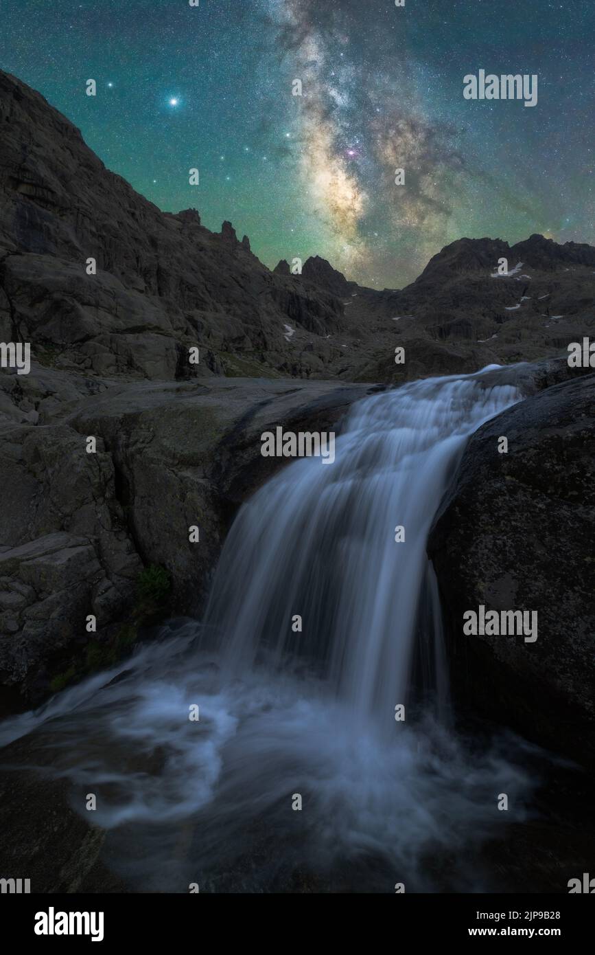 waterfall, stars sky, milky way, night sky, cascade, waterfalls, star ...