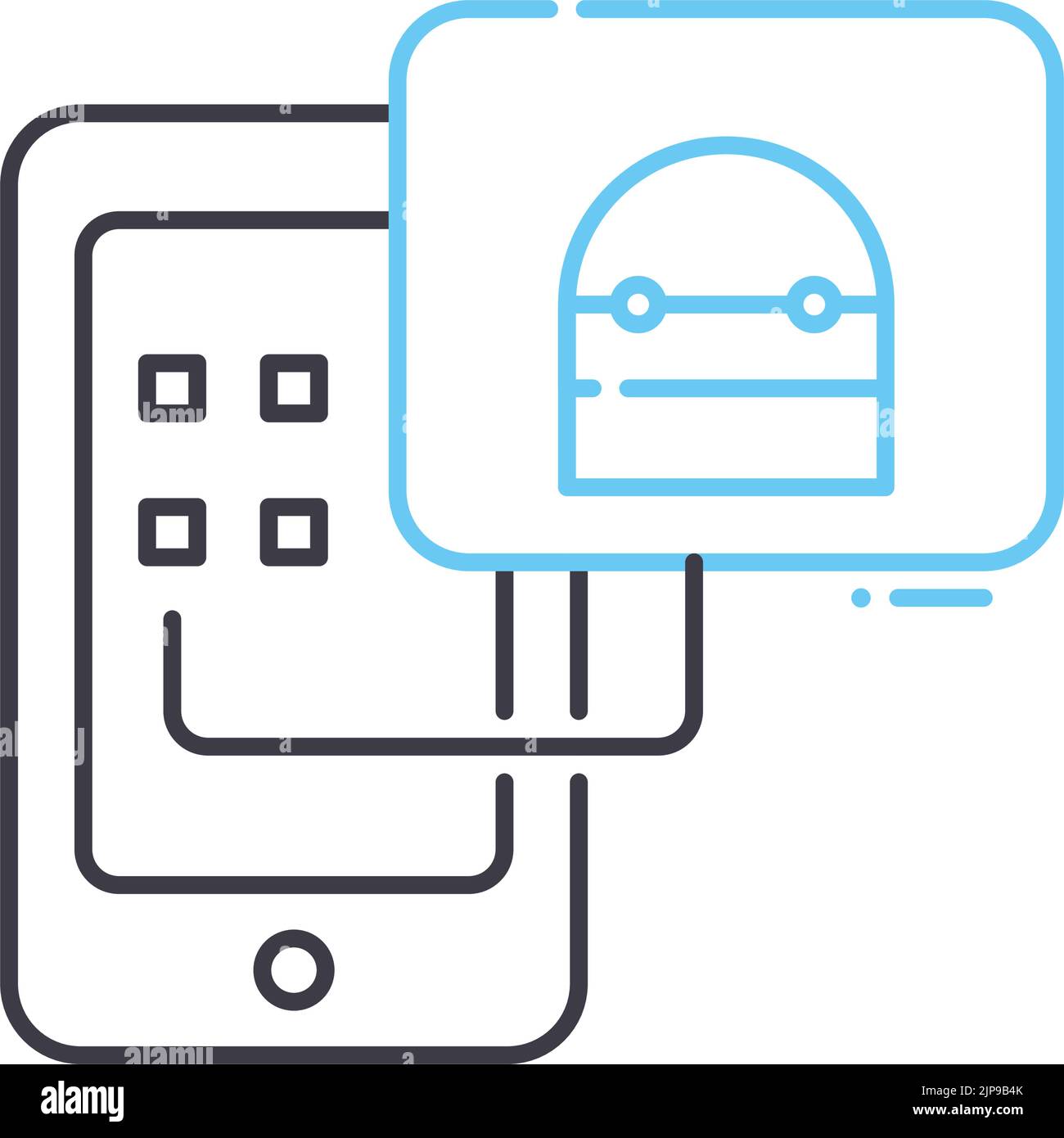 mobile protection line icon, outline symbol, vector illustration ...