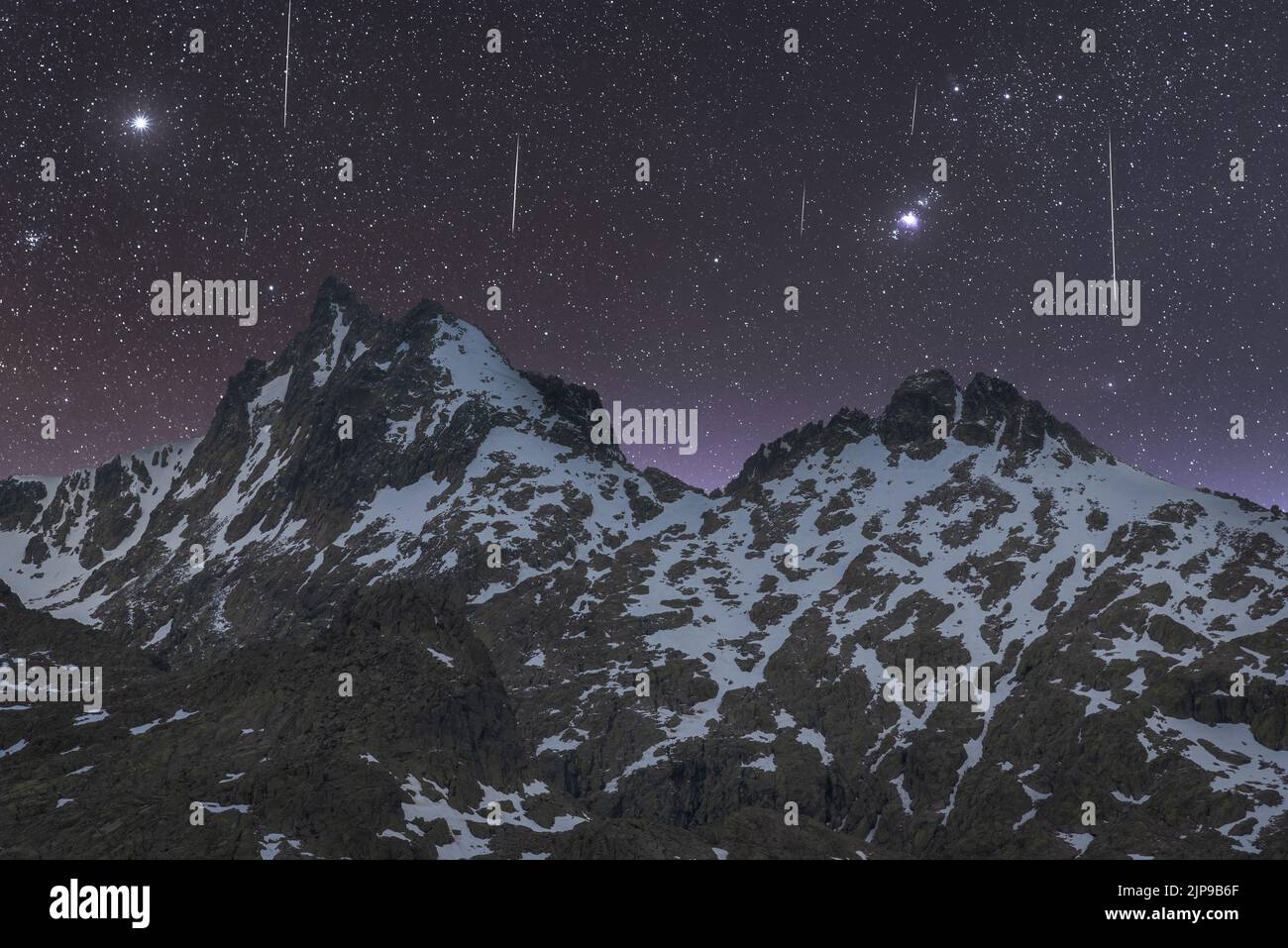 mountain range, stars sky, shooting star, night sky, sierra de gredos ...