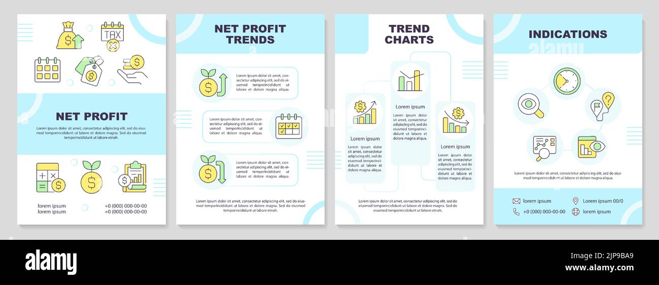 Net profit trends blue brochure template Stock Vector Image & Art - Alamy