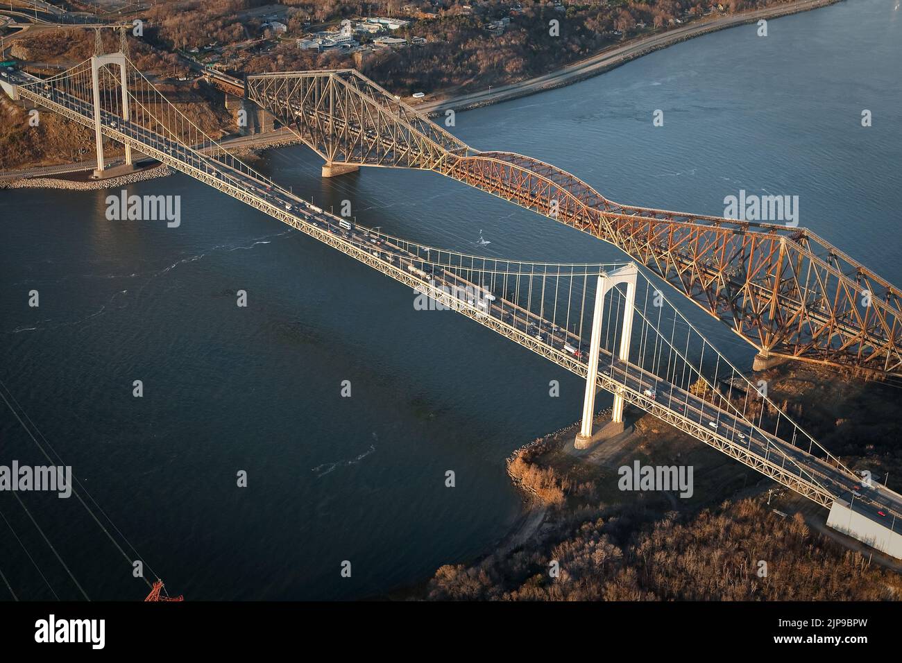 The Pont Pierre Laporte bridge and the Pont de Quebec bridge in Quebec ...