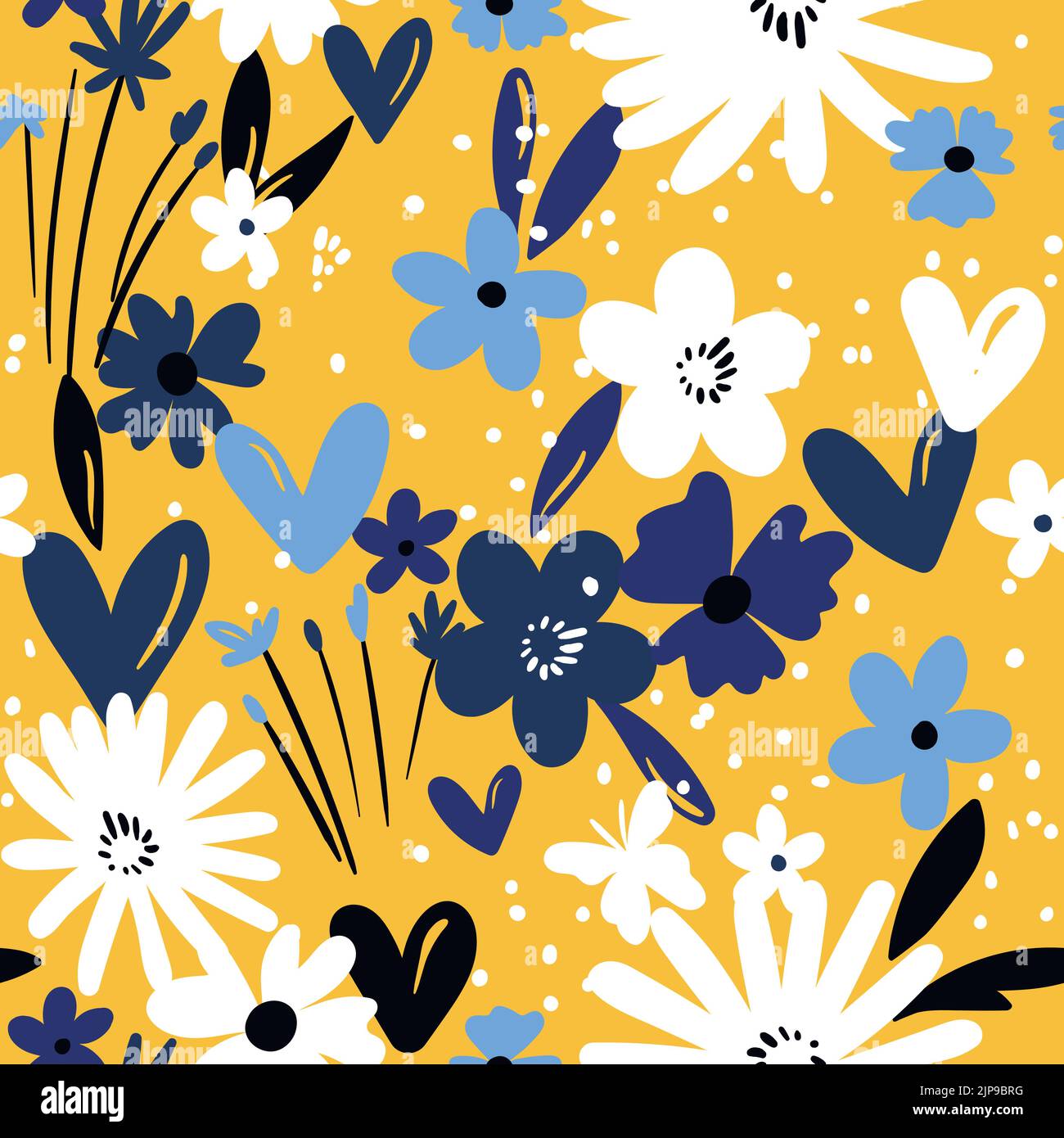 Seamless floral pattern based on traditional folk art ornaments ...