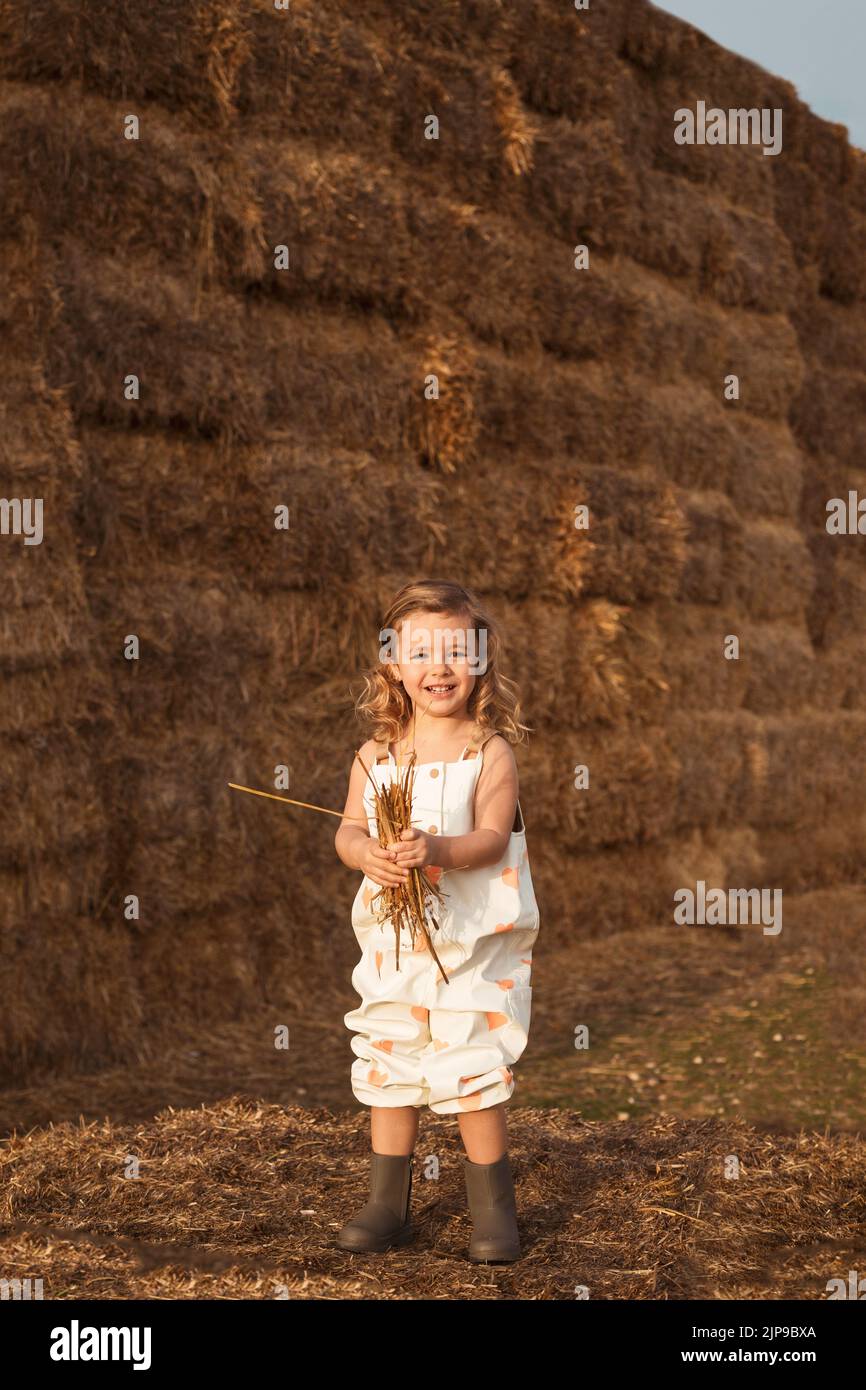 girl, rural scene, straw bales, childhood, girls, country, country life ...