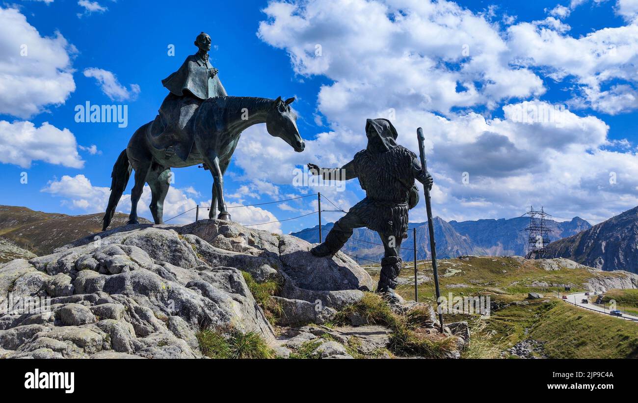 The statue of russian general Suvorov at Gotthard pass on Switzerland ...