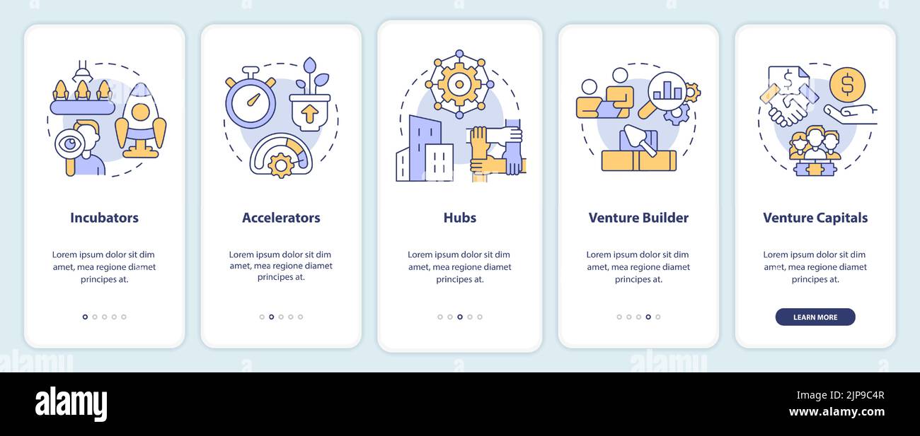 Startup support types onboarding mobile app screen Stock Vector Image ...
