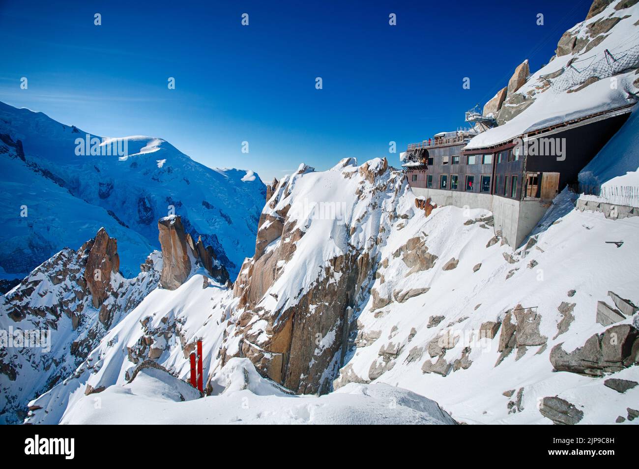 The Aiguille du Midi (3,842 m), mountain in the Mont Blanc massif, french Alps, France Stock ...