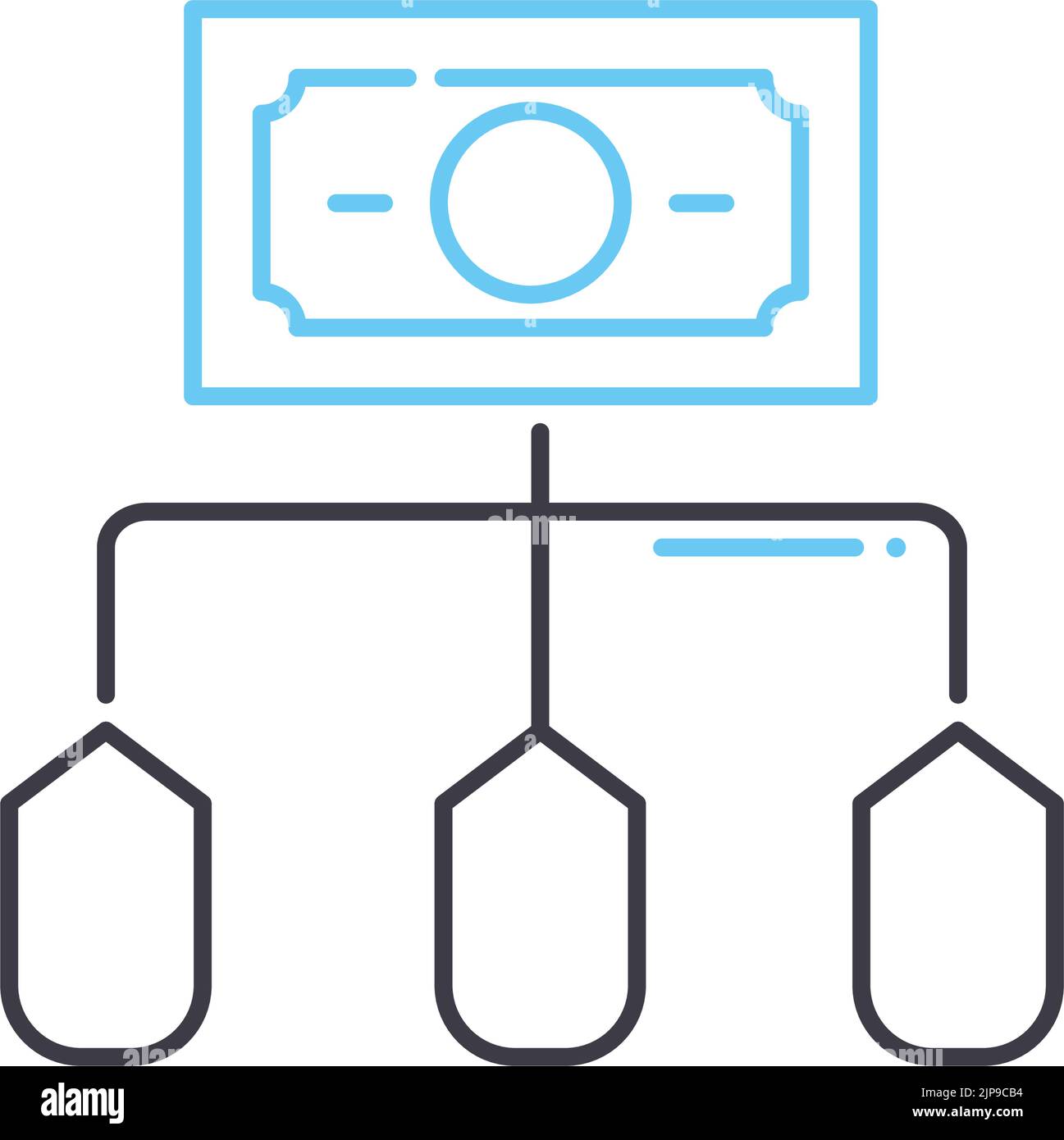 salary allocation line icon, outline symbol, vector illustration ...
