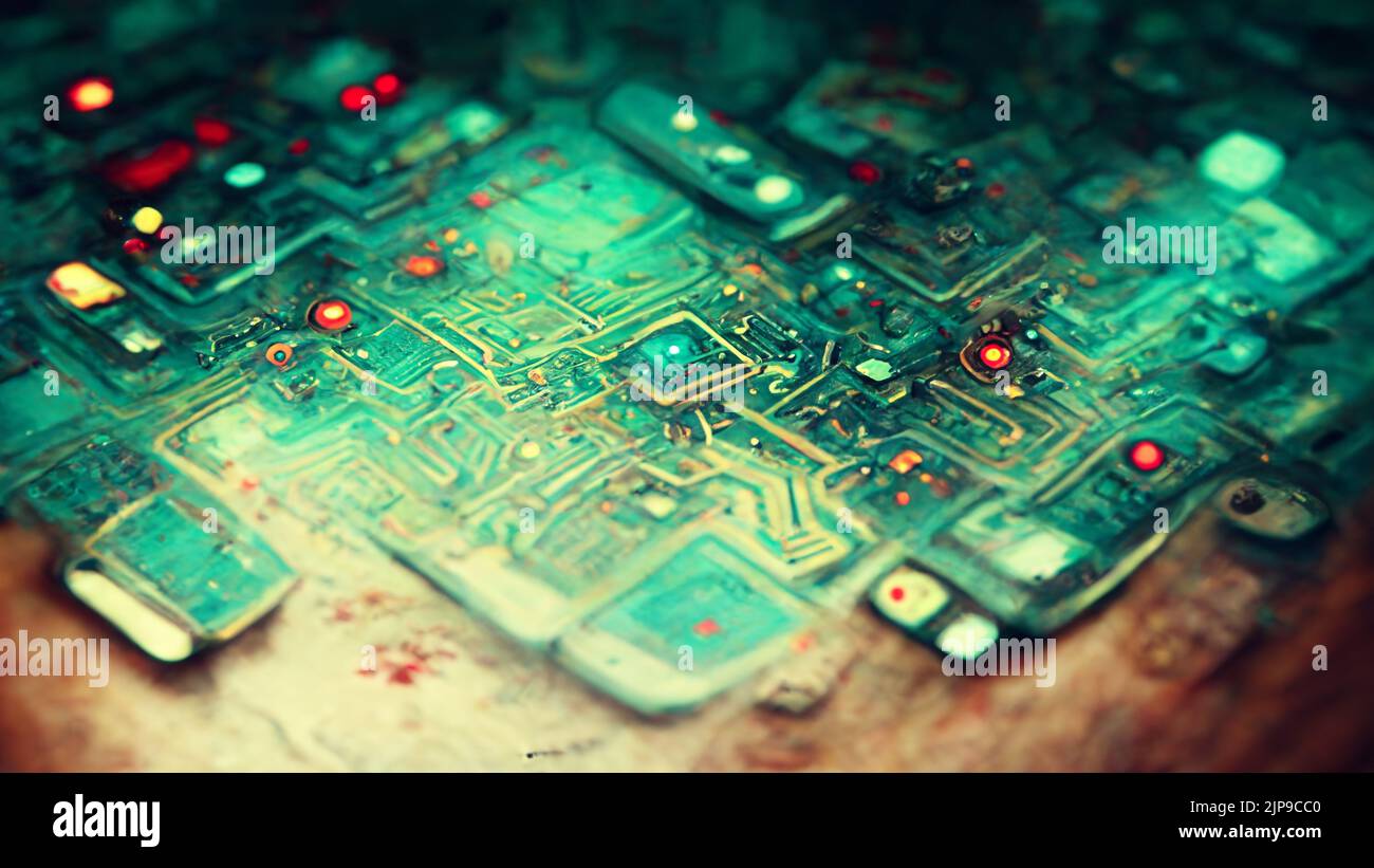 Illustration of motherboard circuit Stock Photo - Alamy