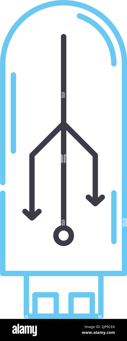 usb drive stick line icon, outline symbol, vector illustration, concept ...
