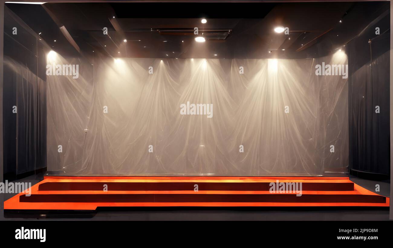 Empty stage with orange floor and spotlights. 3D rendering Stock Photo ...