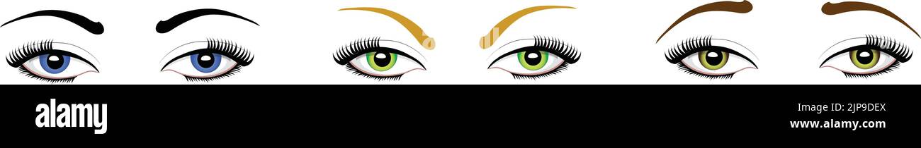 A set of different colored eyes expressing emotion on a white ...