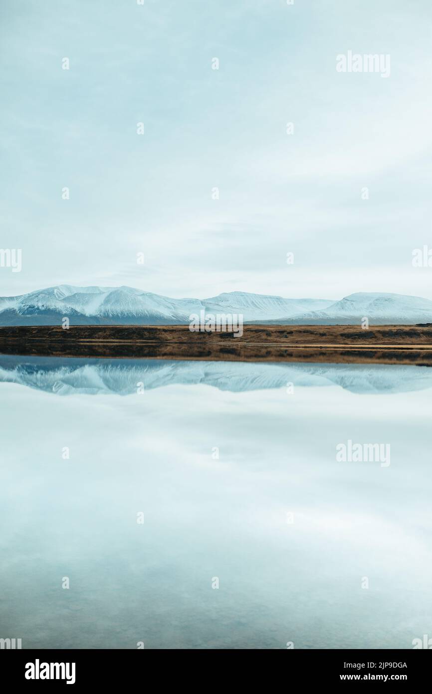 mountain range, iceland, water reflection, mountain ranges, icelands, water reflections Stock ...