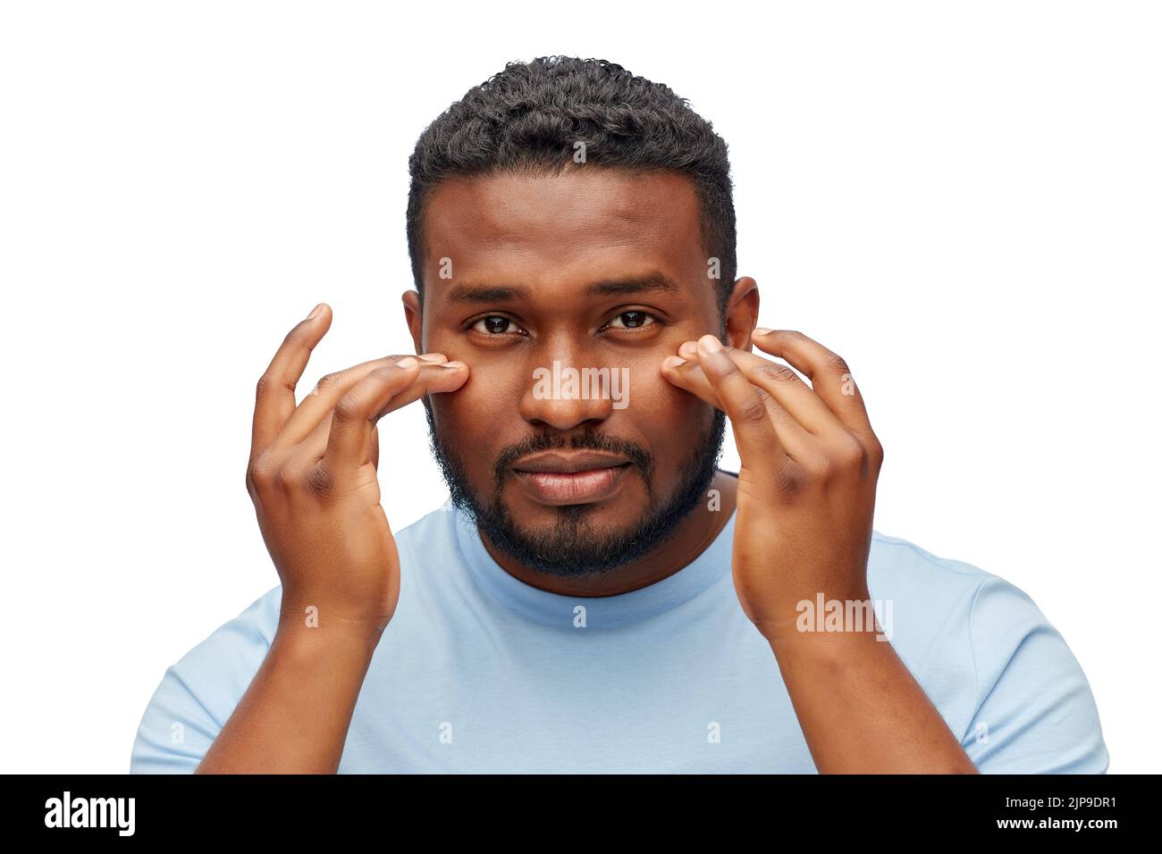 african american man touching his face Stock Photo - Alamy