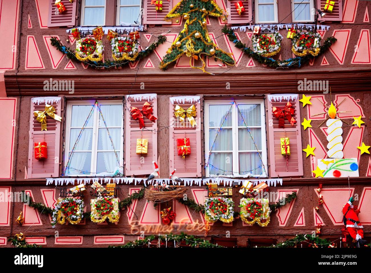 Fabulous christmas decorations in Colmar village, Alsace, France Stock ...