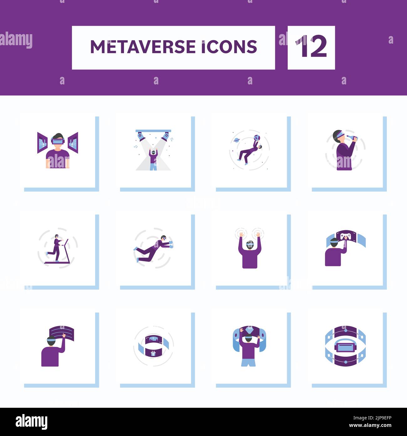 Flat Style Metaverse Icon Set In Blue And Purple Color Stock Vector Image & Art - Alamy