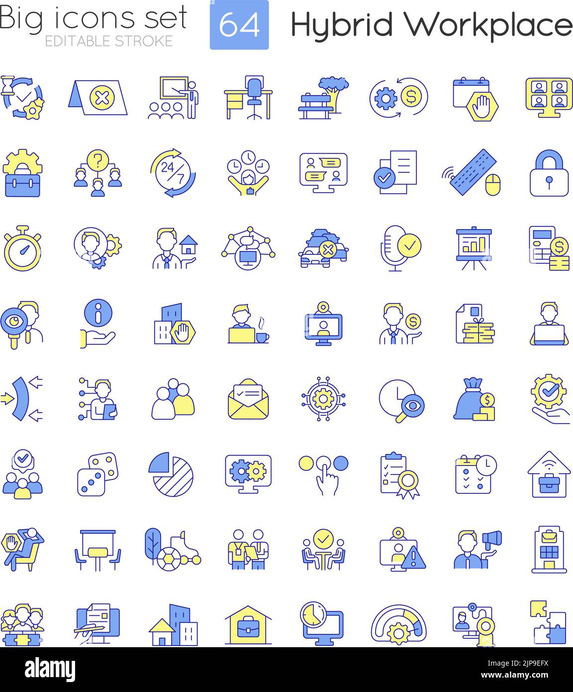 Hybrid workplace RGB color icons set Stock Vector Image & Art - Alamy