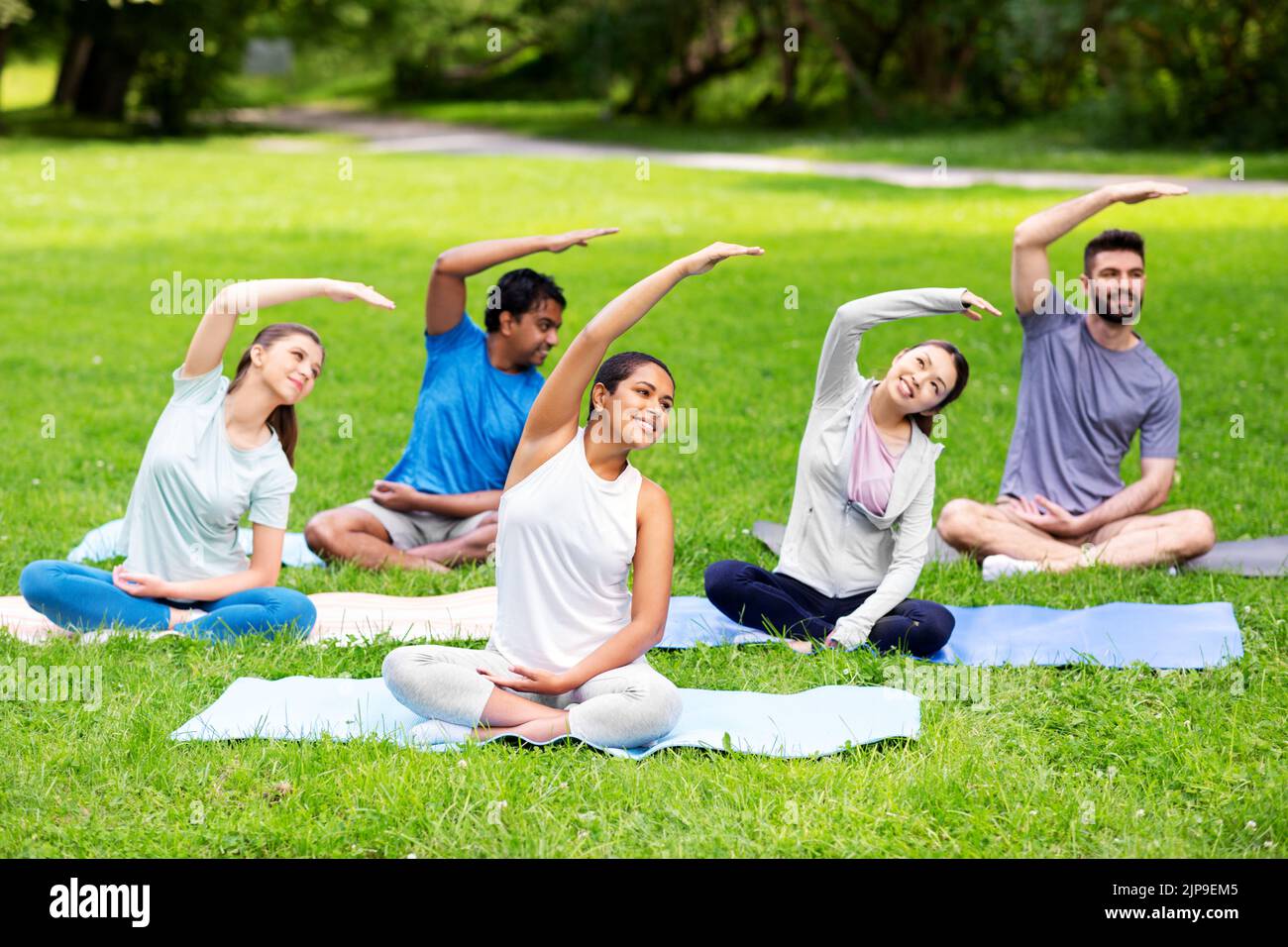 African american asian friends exercising hi-res stock photography and ...