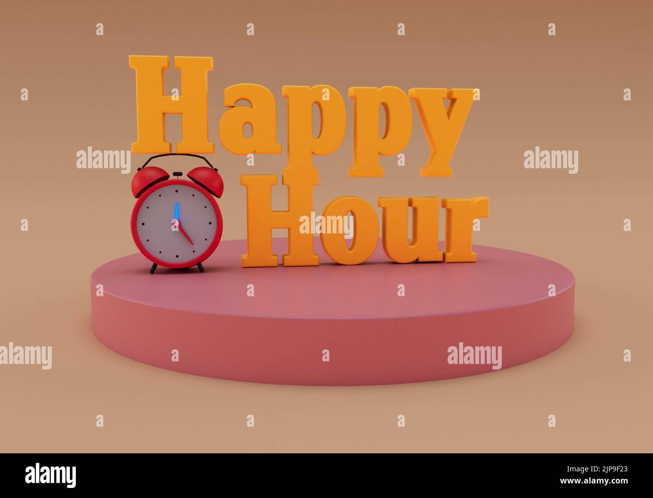 Happy Hour, 3d rendering of happy hour at the bar, minimal lettering ...