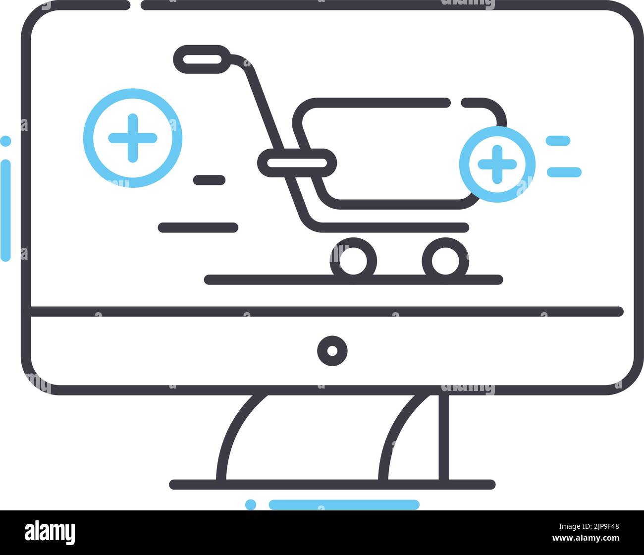 online shopping at home line icon, outline symbol, vector illustration ...