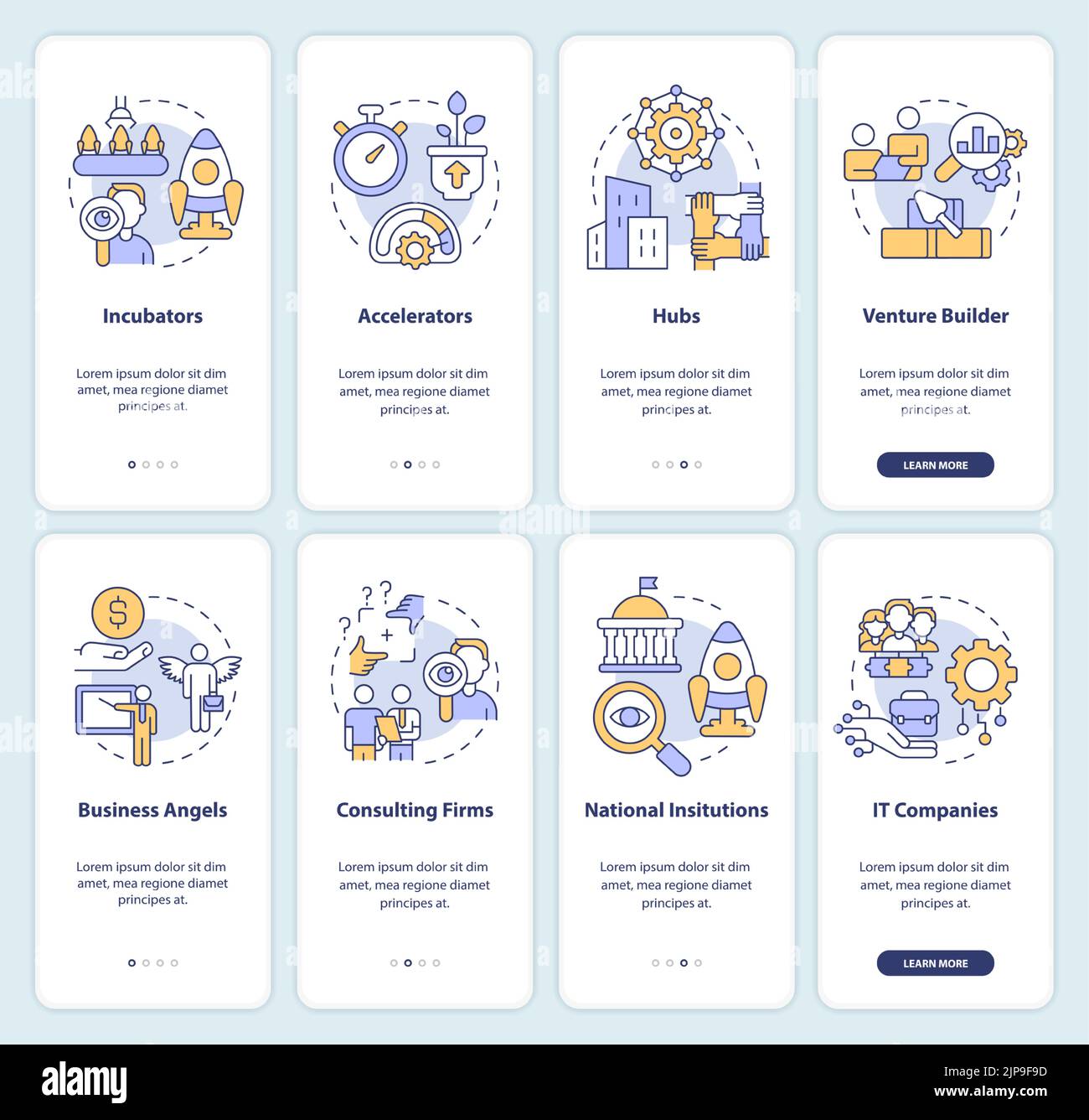 Funding Options For Startups Onboarding Mobile App Screen Set Stock Vector Image And Art Alamy