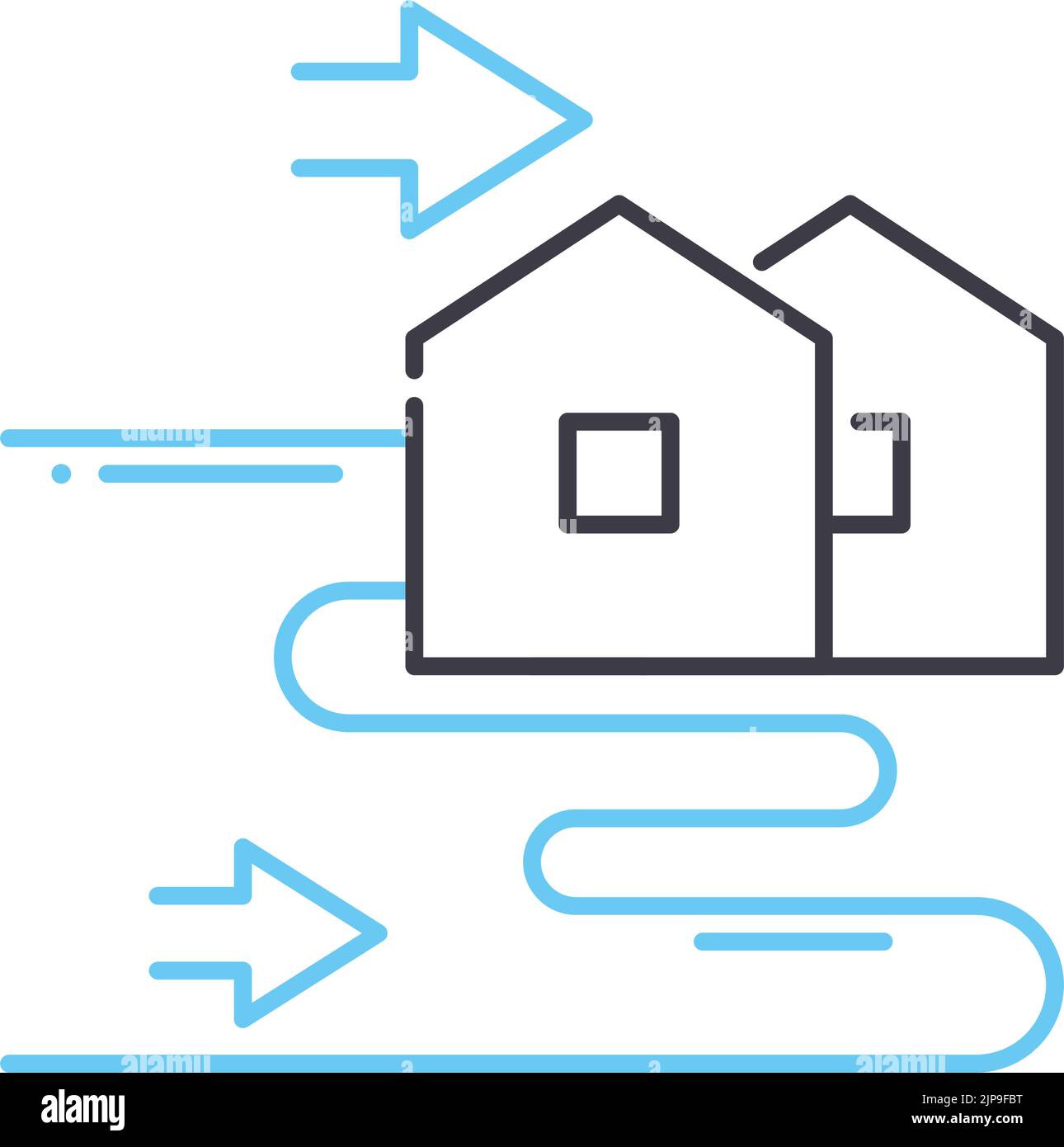 home disaster line icon, outline symbol, vector illustration, concept ...